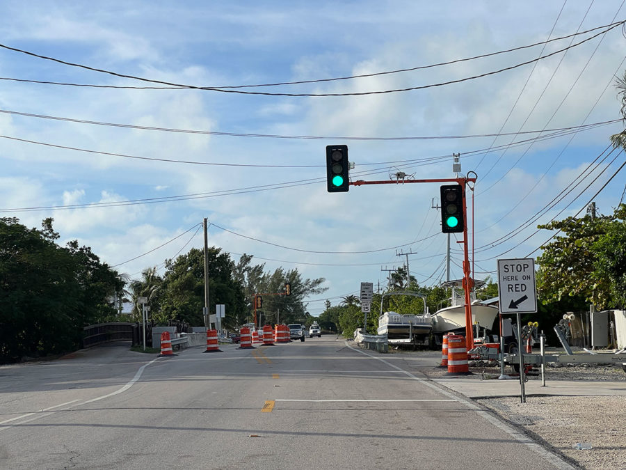 TEMPORARY TRAFFIC LIGHT INSTALLED AT COCO PLUM BRIDGE IN MIDDLE KEYS