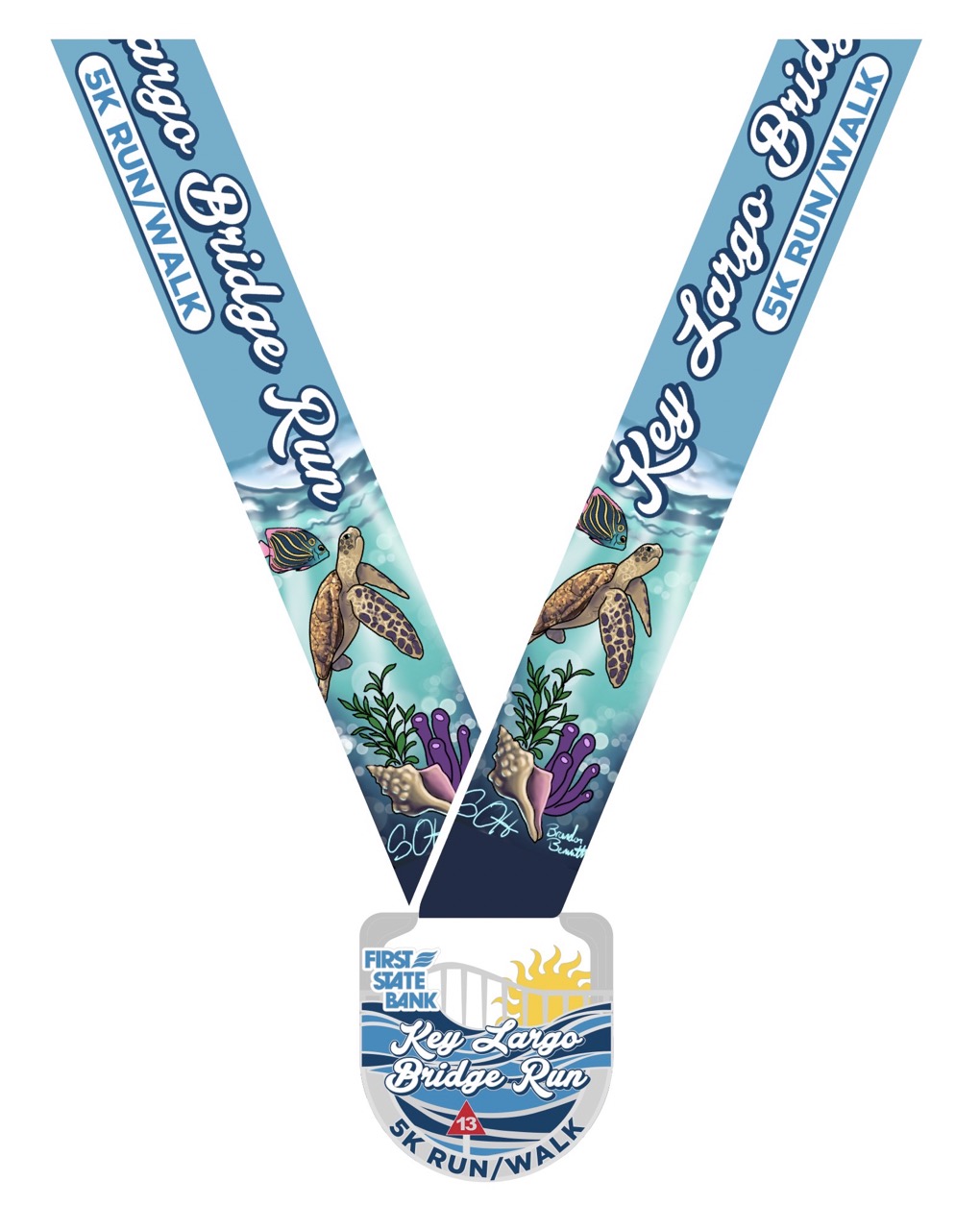 KEY LARGO BRIDGE RUN MEDAL RIBBON INKED BY LOCAL TATTOO ARTIST