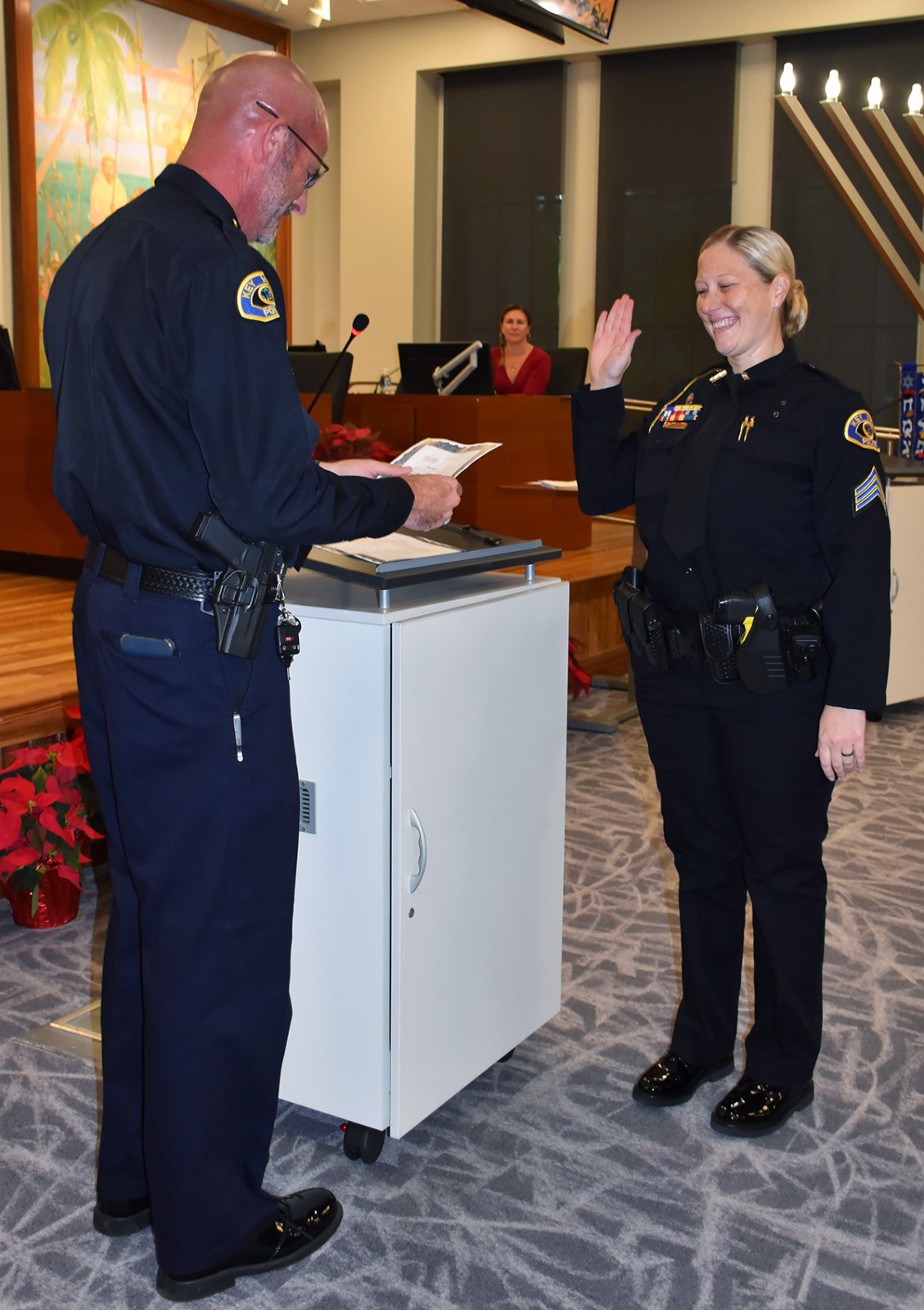 POLICE CHIEF PROMOTES STOCKTON & PETERS