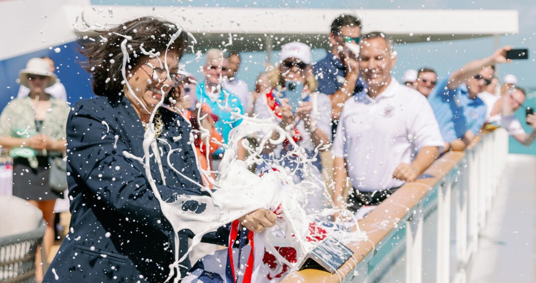 KEY WEST MAYOR CHRISTENS SMALL CRUISE SHIP AT MALLORY SQUARE